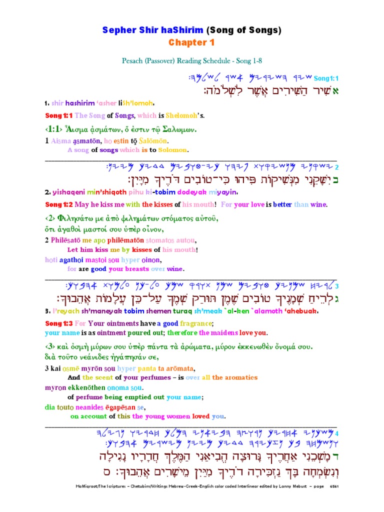 30 The Scriptures. Old Testament. Hebrew-Greek-English Color Coded ...