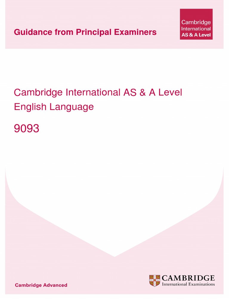 Cambridge International AS & A Level English Language: Guidance From ...