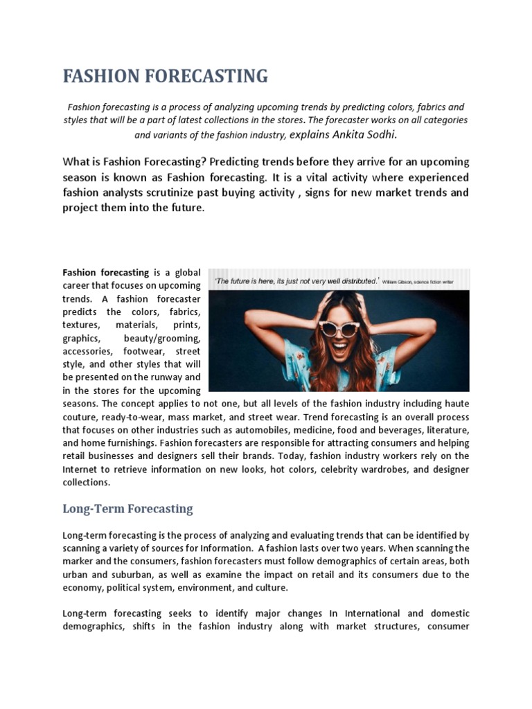 Fashion Forecasting | PDF | Fashion | Cultural Trends