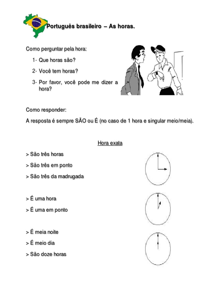 Horas - Português para Estrangeiros | PDF
