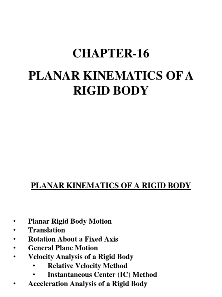Chapter 16 Planar Kinematics of Rigid Body | Download Free PDF | Rotation Around A Fixed Axis ...