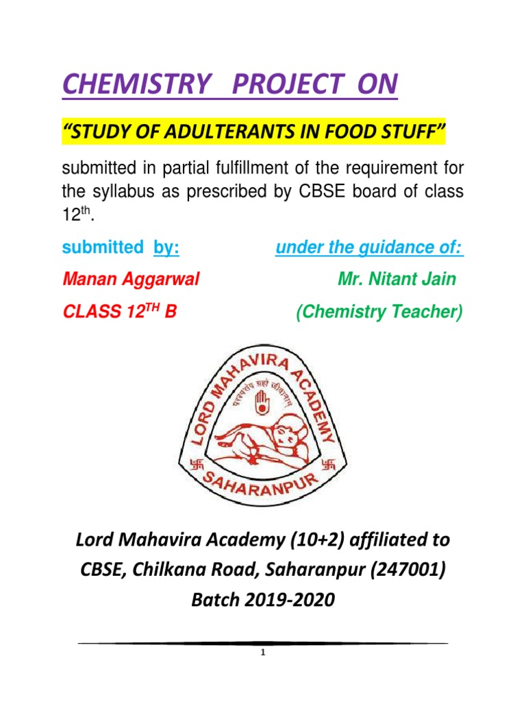 Chemistry Project On Study of Food Adulterants | PDF | Butter | Foods