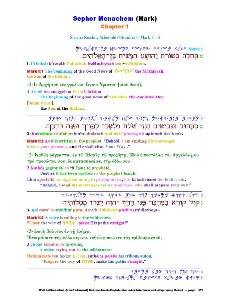 02 The Scriptures. New Testament. Hebrew-Greek-English Color Coded ...