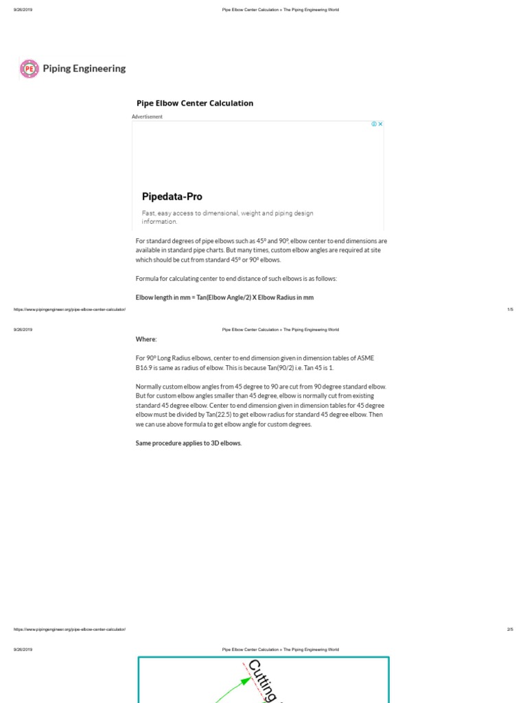 Pipe Elbow Center Calculation Guide | PDF | Angle | Pipe (Fluid Conveyance)