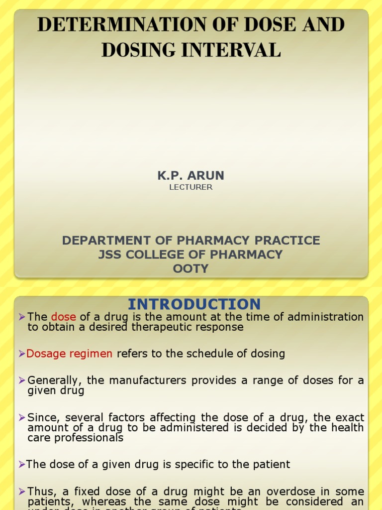 Dose and Interval | PDF | Pharmacokinetics | Dose (Biochemistry)