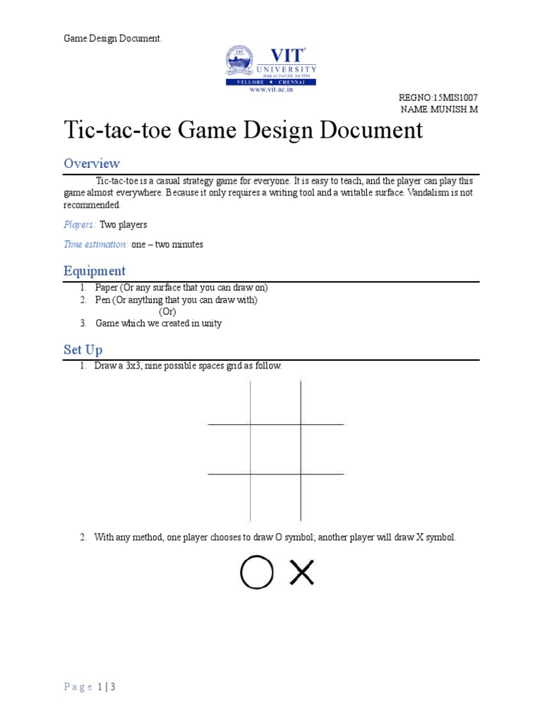 Tic-Tac-Toe Game Design Overview | PDF | Game Design | Leisure