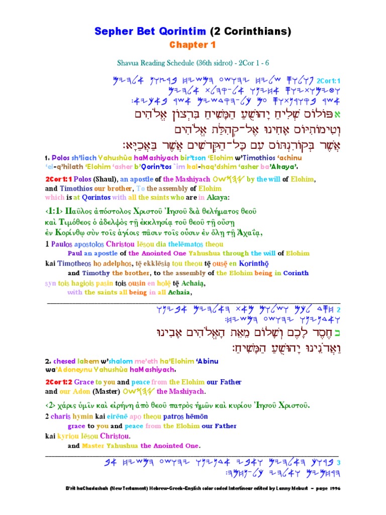 08 The Scriptures. New Testament. Hebrew-Greek-English Color Coded ...