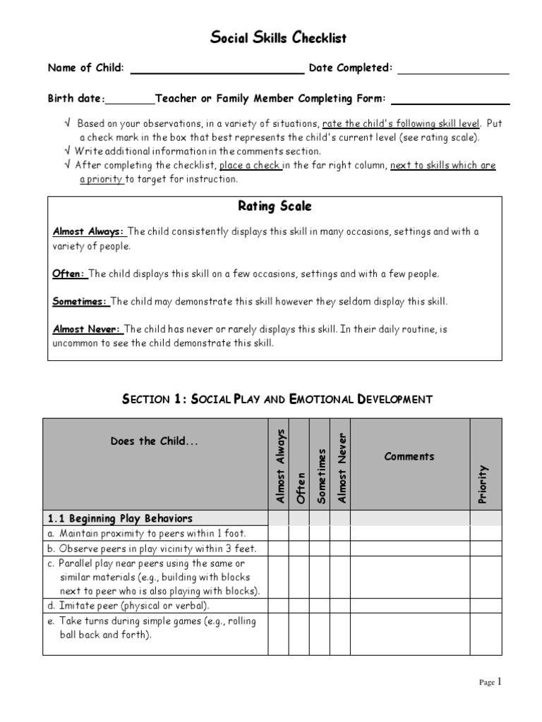 Social Check List | PDF | Nonverbal Communication | Conversation