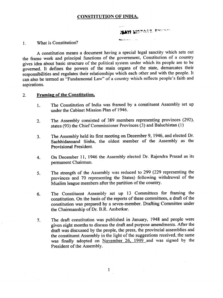 Short Notes On: Constitution of India | PDF