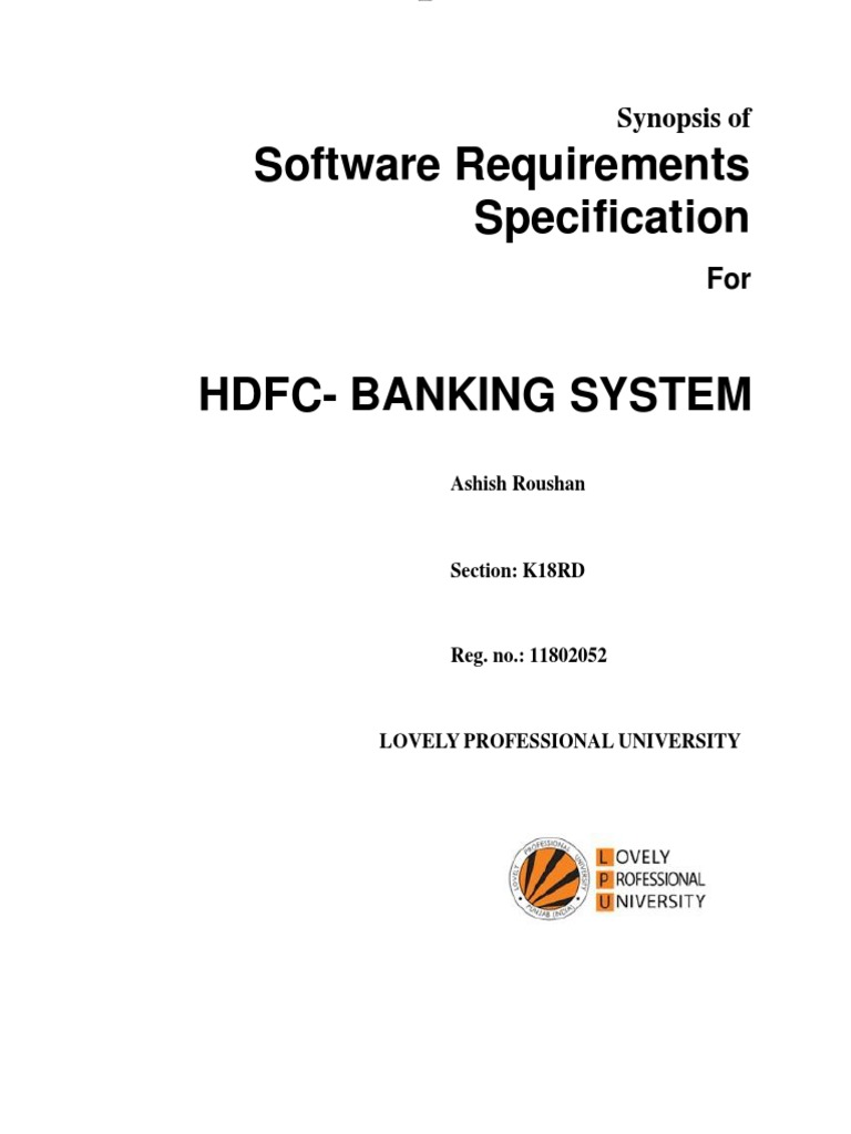 HDFC Software Requirement Specification Srs | PDF | Software Architecture | Automated Teller Machine