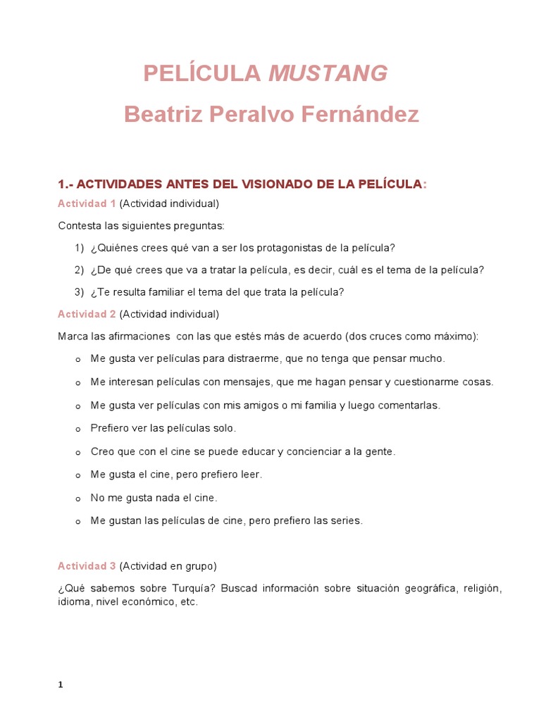 Actividad Película | PDF | Artes del Lenguaje y Comunicación