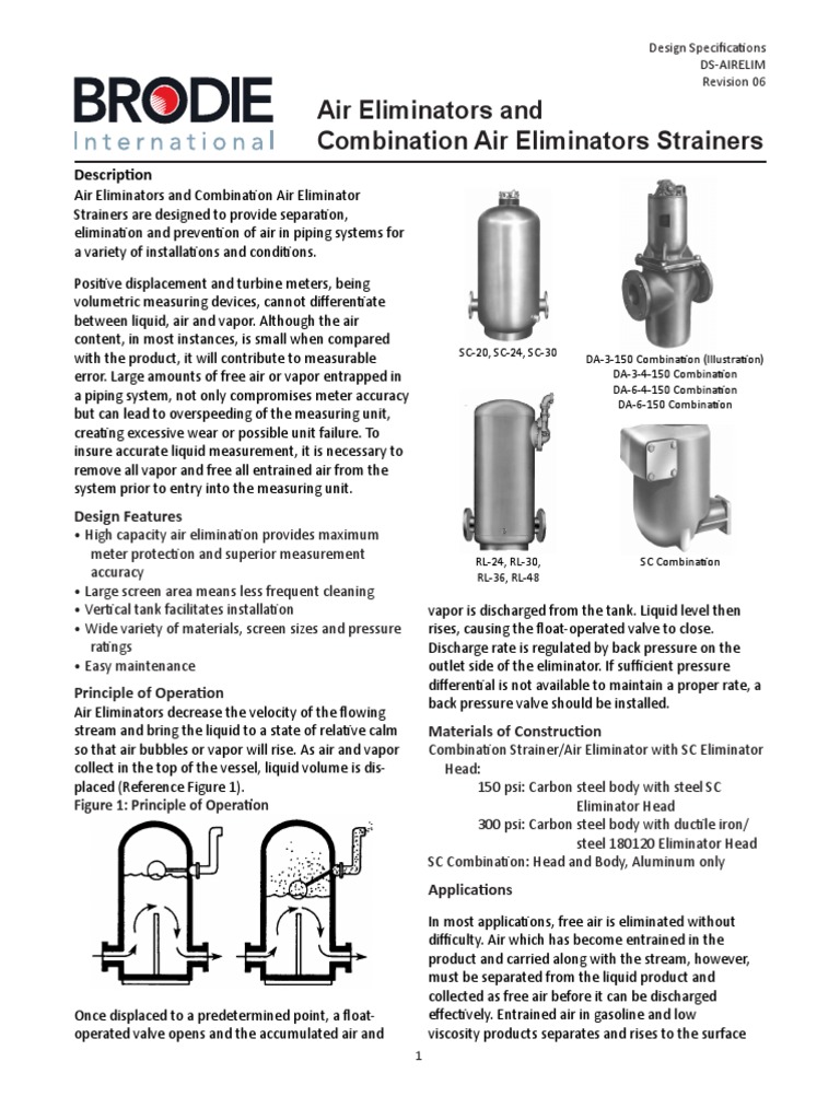 Air Eliminators and Combination Air Eliminators Strainers | PDF ...