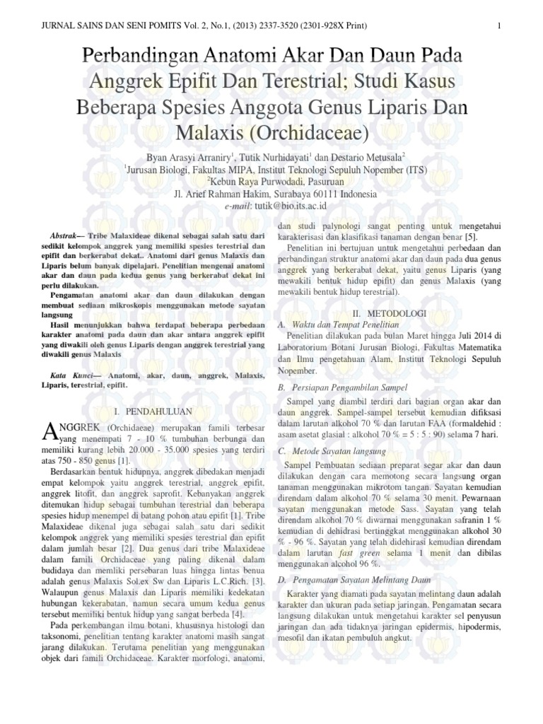 Perbandingan Anatomi Anggrek Malaxis dan Liparis | PDF | Griya & Taman