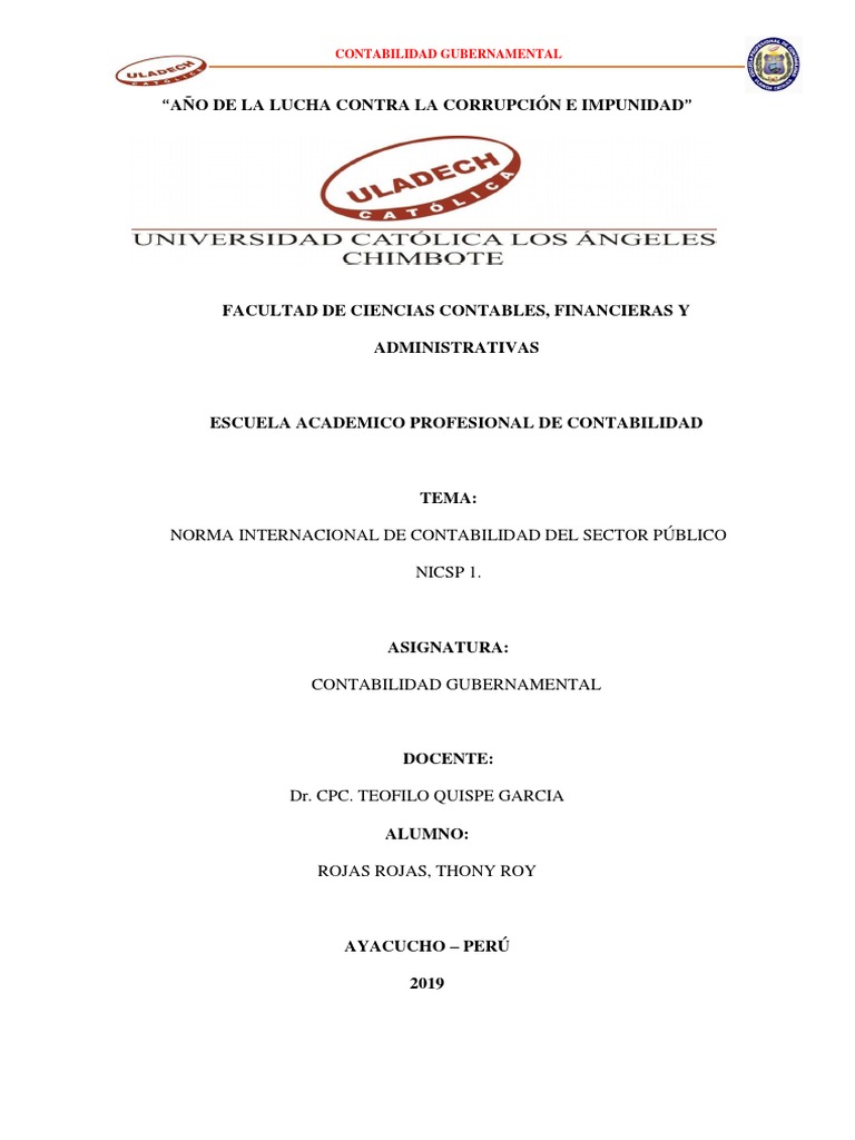 Norma Internacional de Contabilidad Del Sector Público Nicsp 1. | PDF ...
