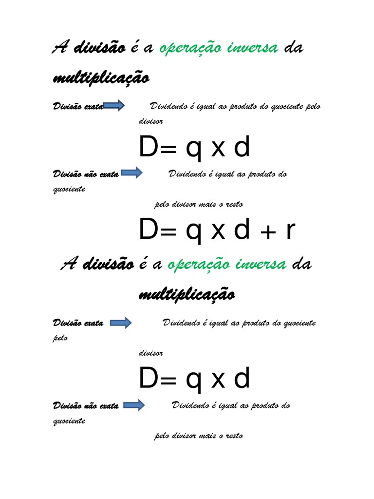A Divisão É A Operação Inversa Da Multiplicação | PDF