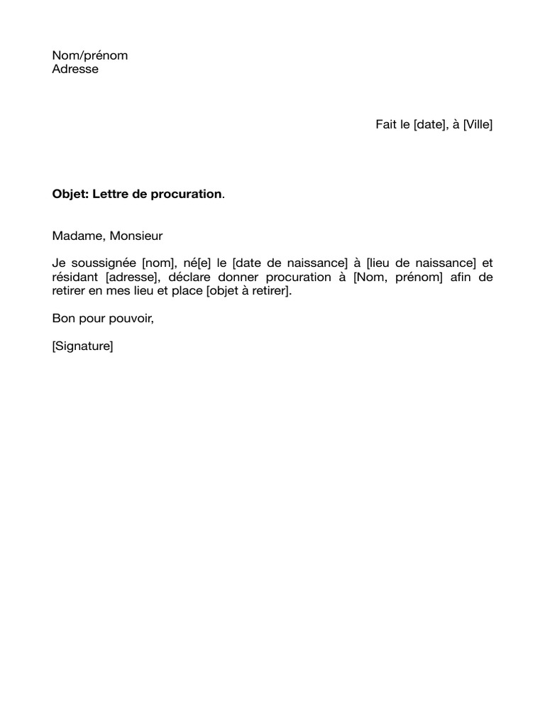 Lettre de Procuration PDF | PDF