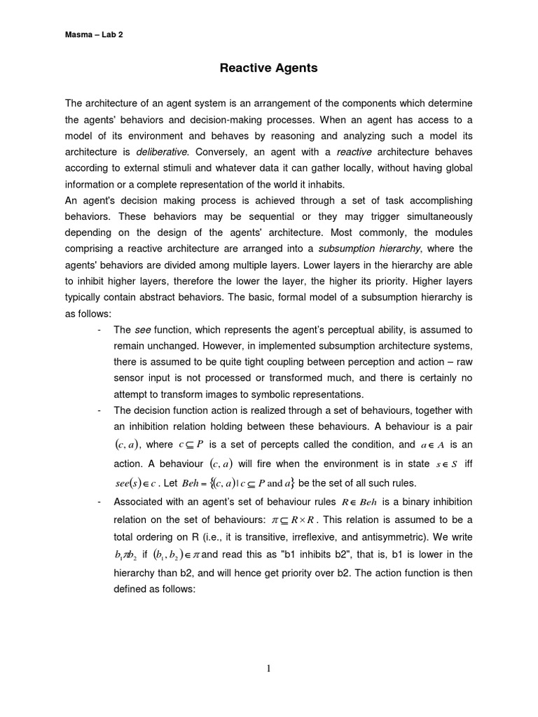 Reactive Agents: Masma - Lab 2 | PDF | Computational Complexity Theory | Hierarchy