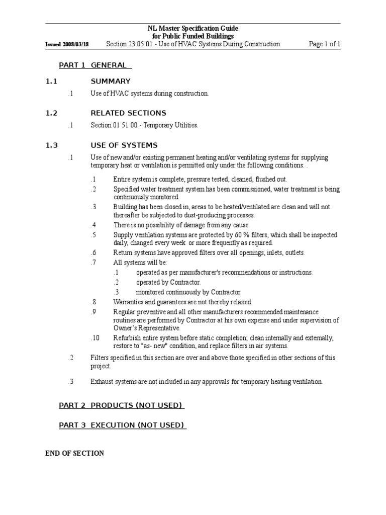 NL Master Specification Guide For Public Funded Buildings: Issued 2008 ...