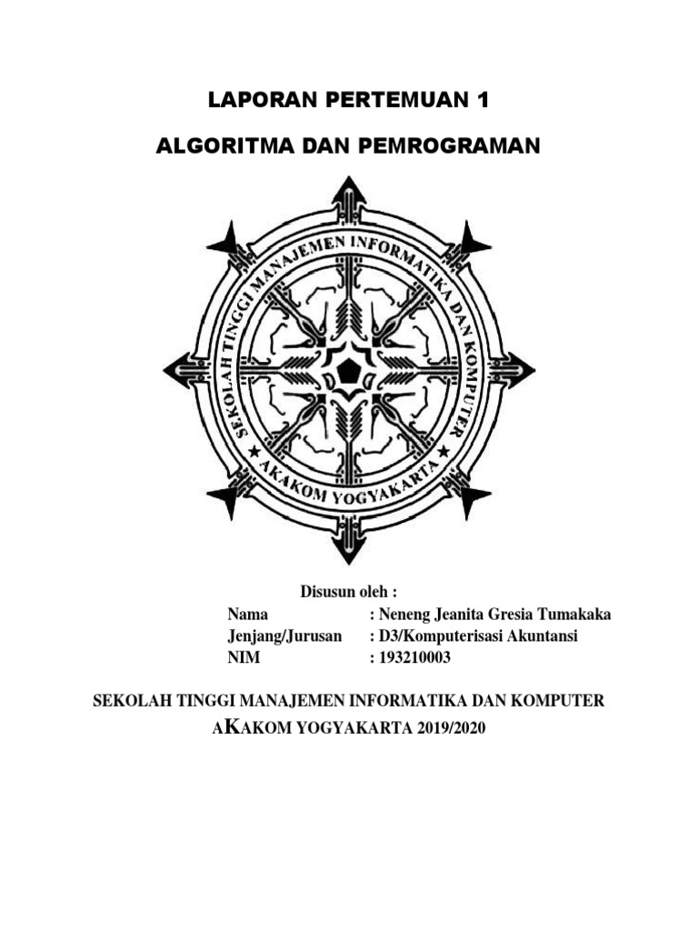 Laporan Pertemuan 1 Algoritma Dan Pemrograman | PDF