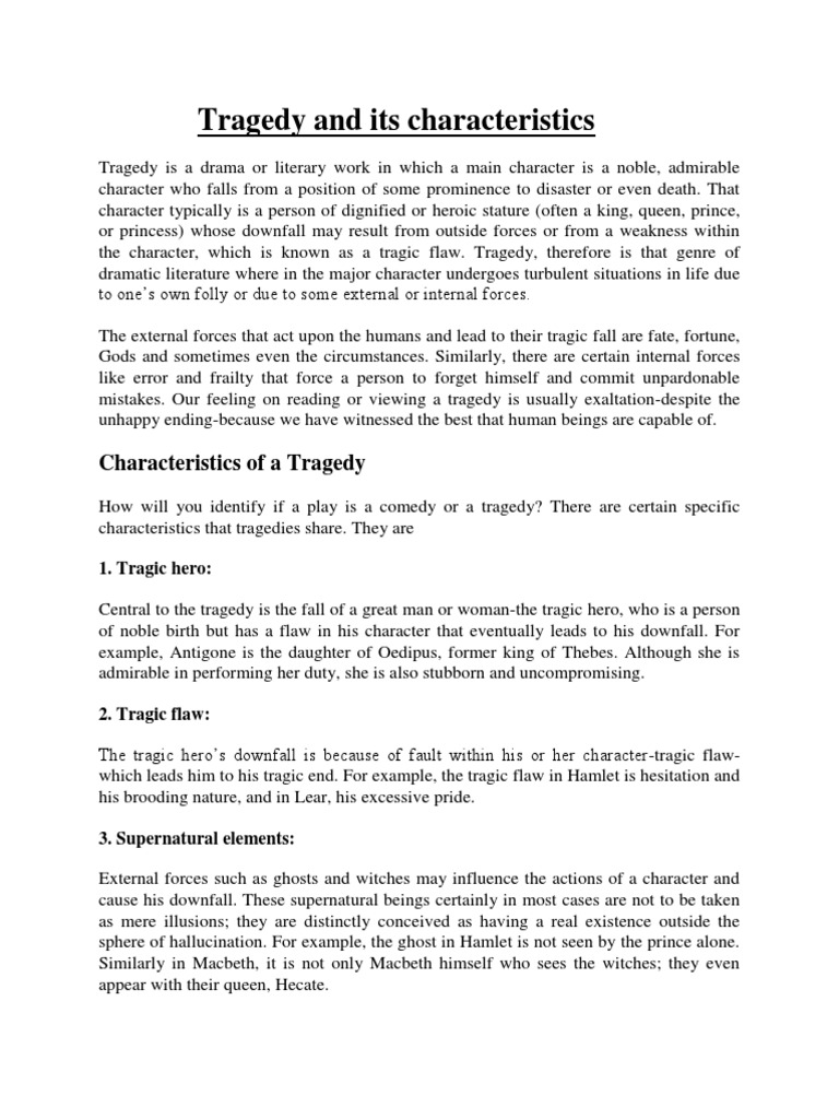 Characteristics of Tragedy in Literature | PDF | Tragedy | Hero