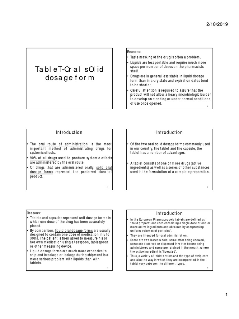 Tablet-Oral Solid Dosage Form | PDF | Tablet (Pharmacy) | Chemistry