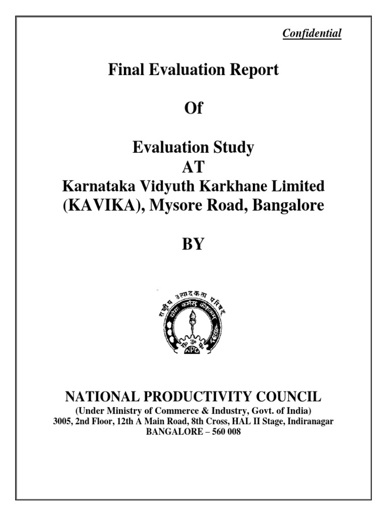 Evaluation of The Performance of Karnataka Vidyuth Karkhane (KAVIKA) Limited, Bangalore | PDF ...