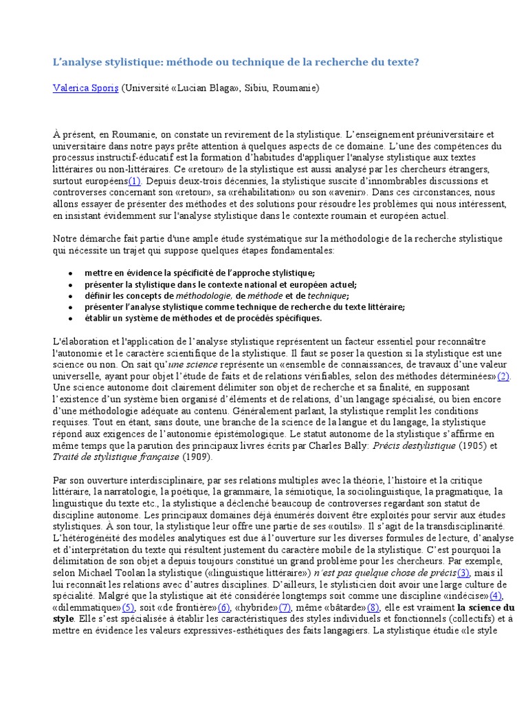 Analyse Stylistique - Approche de Texte PDF | PDF | Intertextualité ...