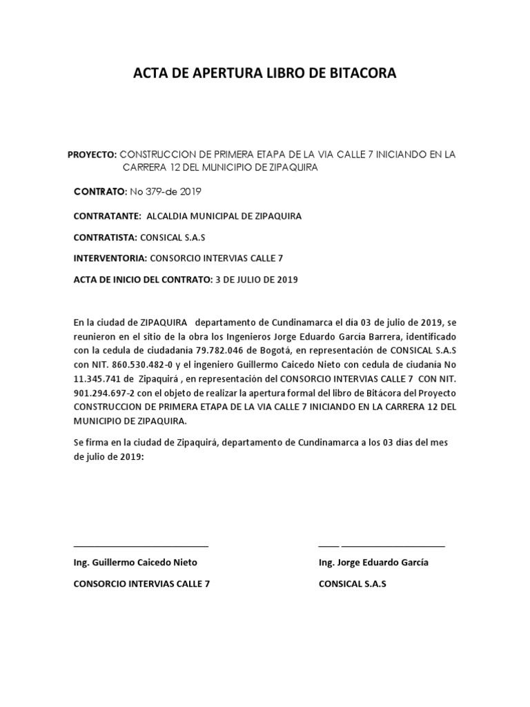 Apertura Libro de Bitacora | PDF