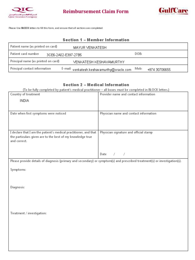 Reimbursement Request: Providing Accurate Details for Medical Expense ...