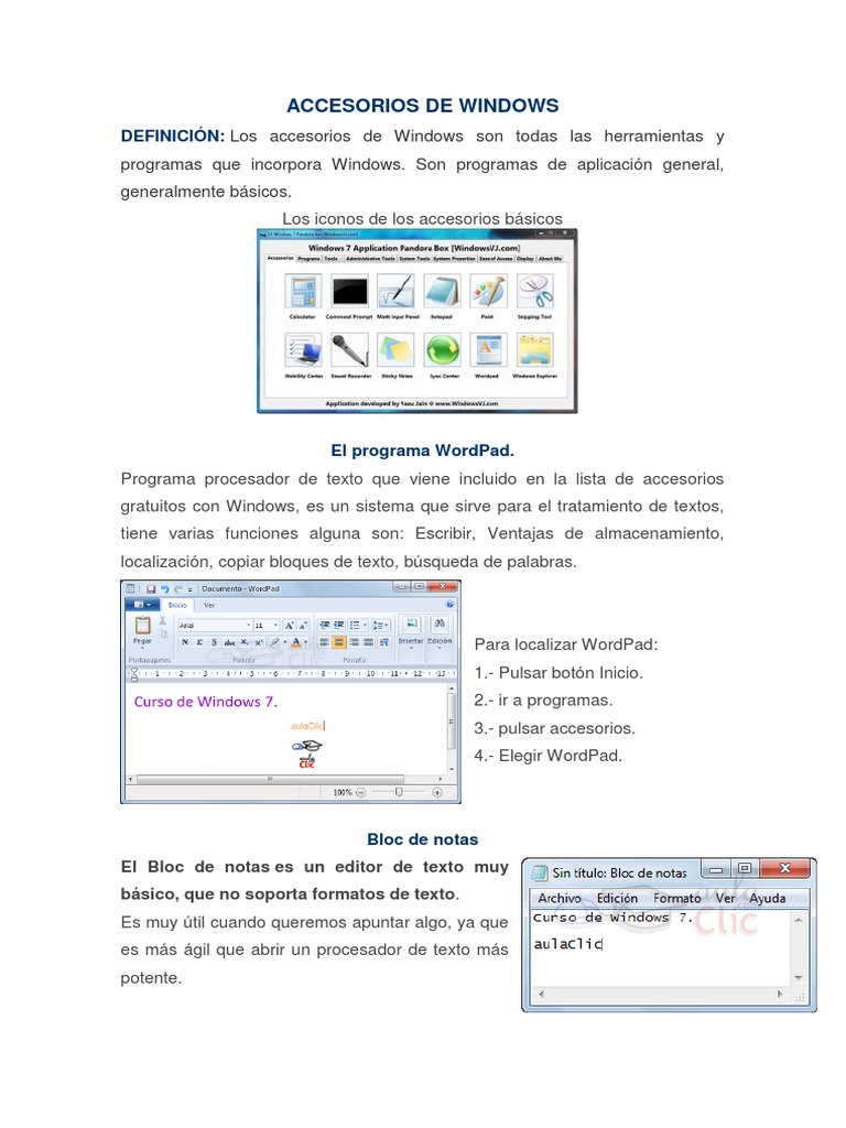 Accesorios de Windows | PDF | Microsoft Windows | Archivo de computadora