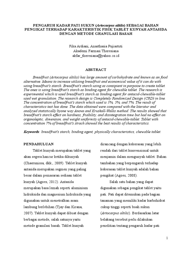 Jurnal KTI Tablet Kunyah Antasida | PDF