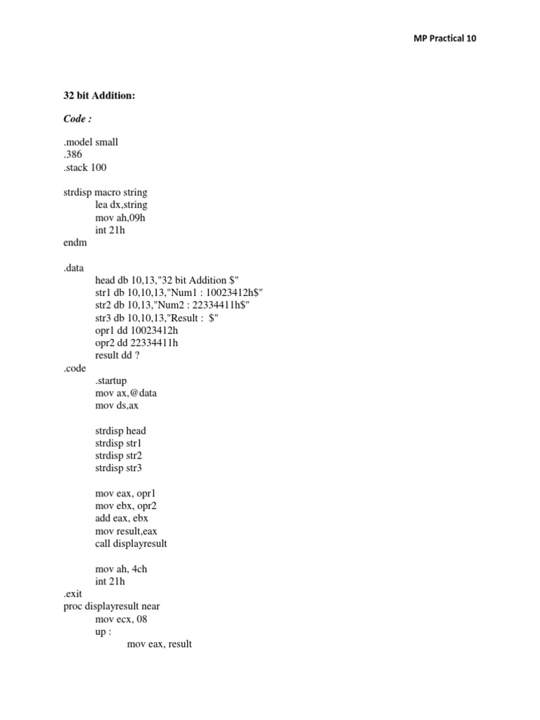 32 Bit Addition:: Code | PDF | Areas Of Computer Science | Number Theory