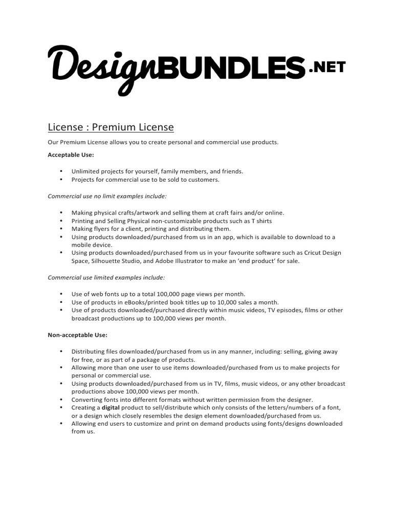 DesignBundles Premium License PDF | PDF