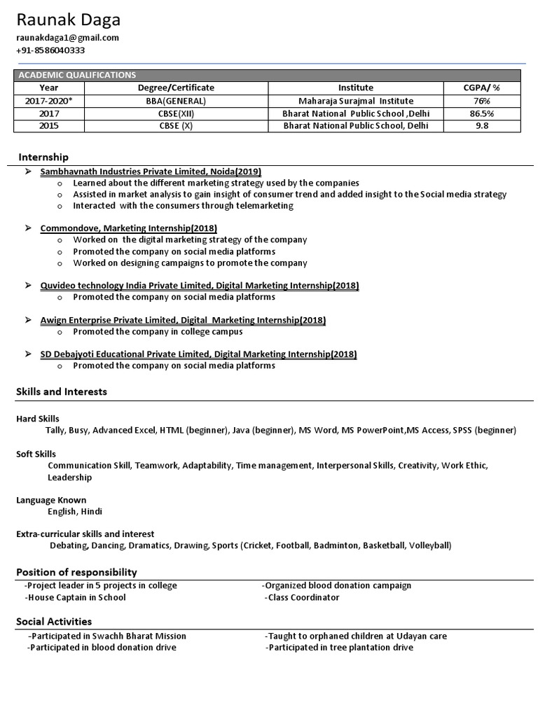 Raunak Resume | PDF