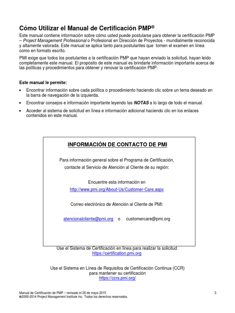 Cómo Utilizar El Manual de Certificación PMP | PDF | Profesional en el ...