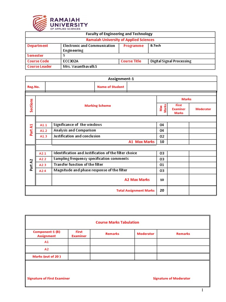 Dsp Assignment Pdf Digital Signal Processing Algorithms