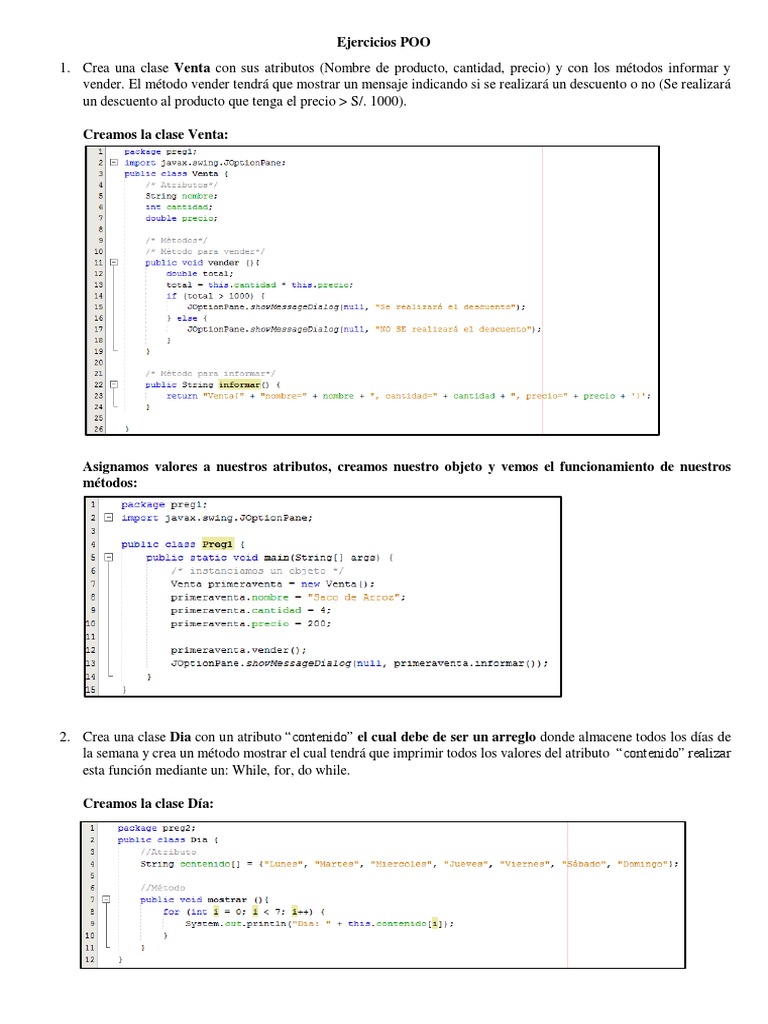 Ejercicios POO - Resolucion | PDF | Objeto (informática) | Programación ...