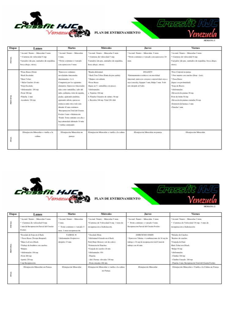Plan de Entrenamiento CrossFit Venezuela | PDF | Recreación | Anatomía ...
