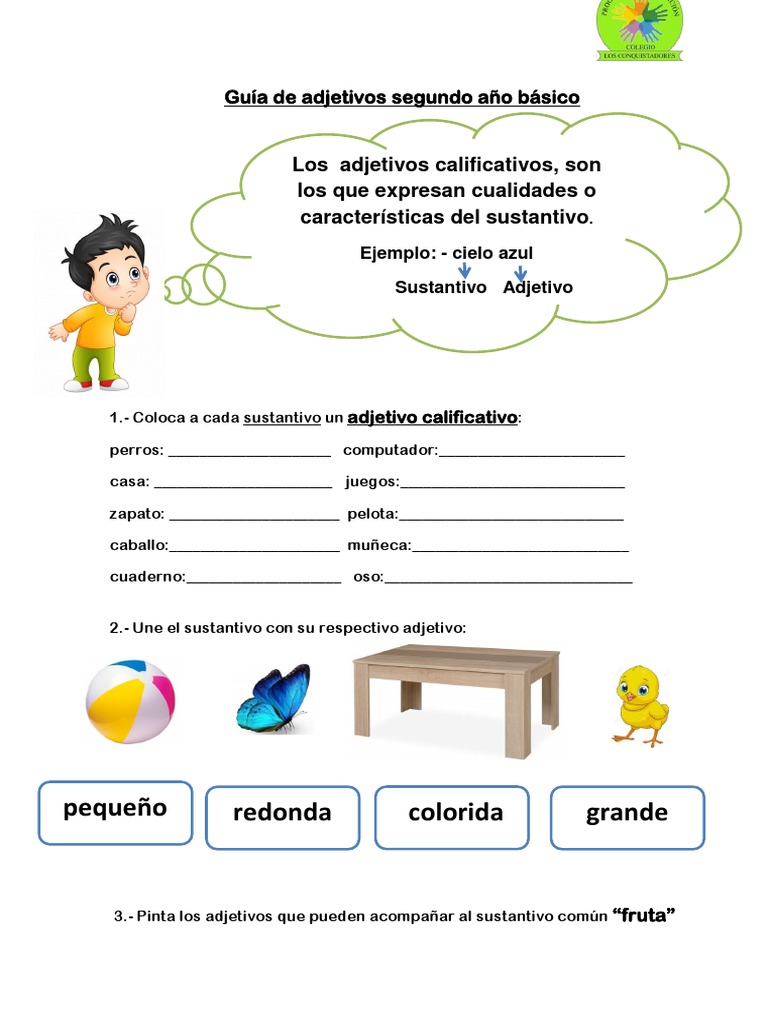 Guía de Adjetivos | PDF | Artes del Lenguaje y Comunicación | Métodos y ...