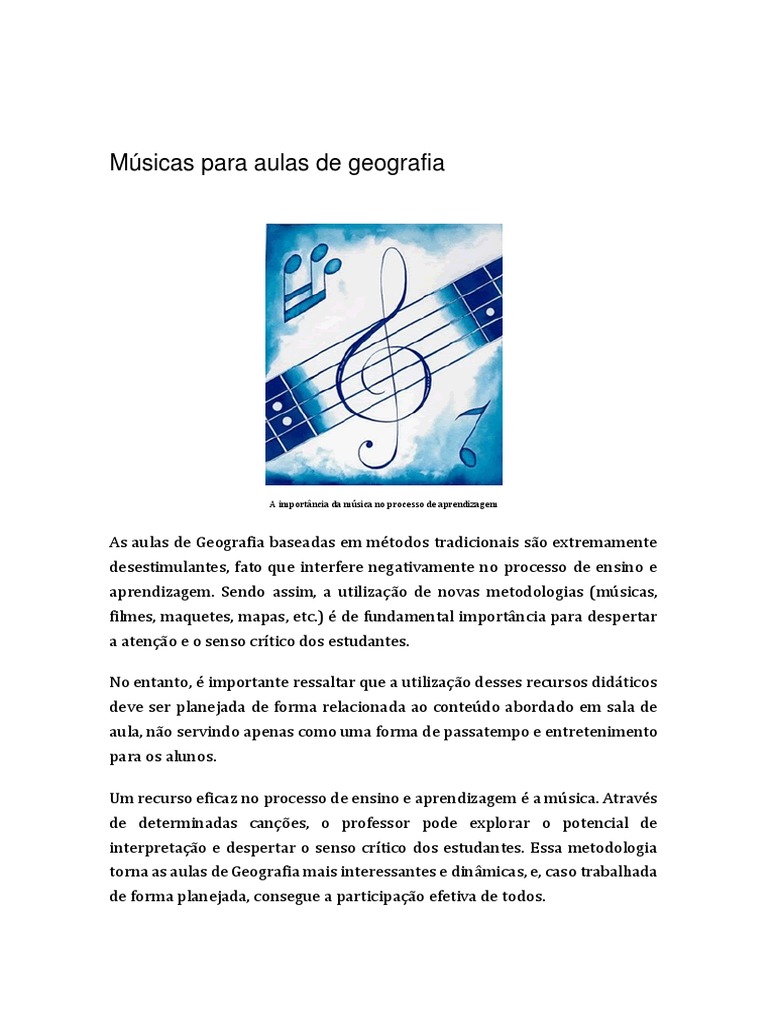 Músicas para Aulas de Geografia | PDF