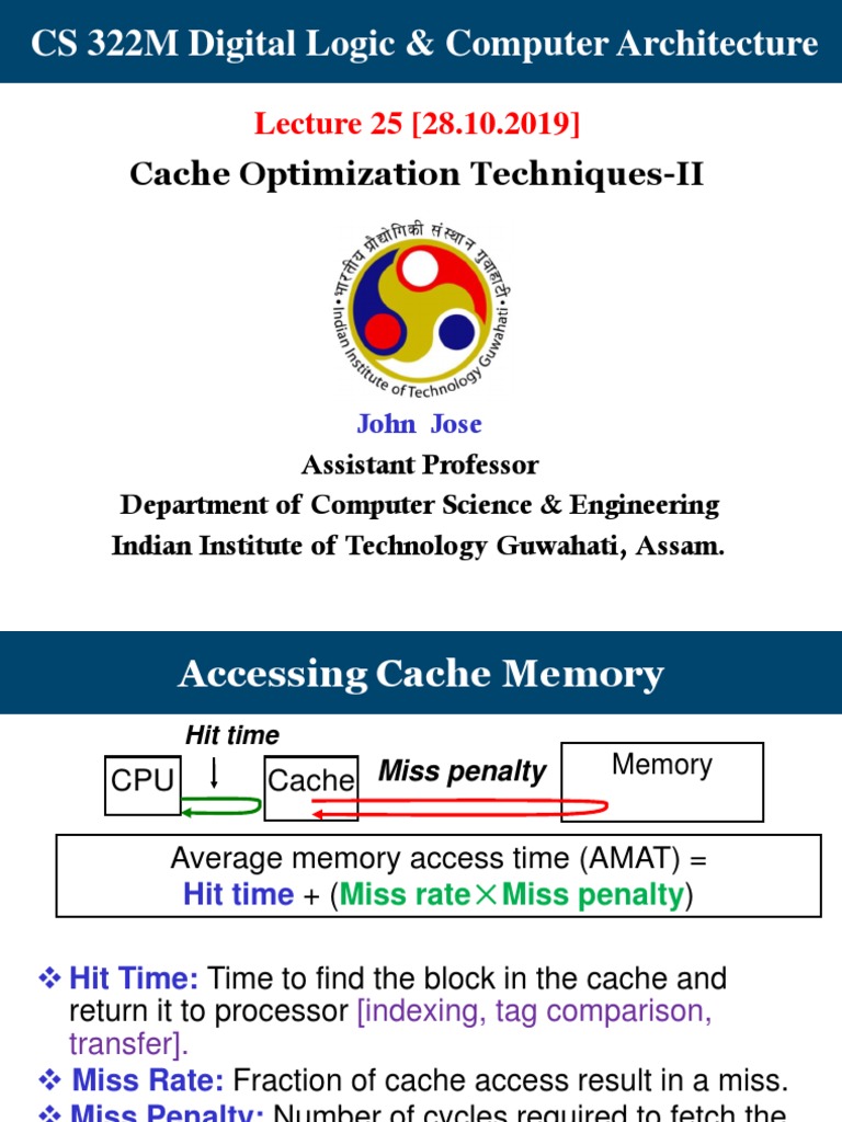 CS 322M Digital Logic & Computer Architecture: Cache Optimization Techniques-II | PDF | Cpu ...