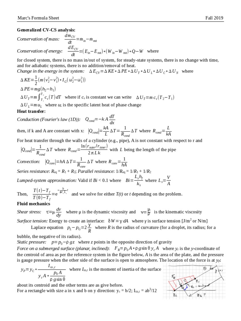MECE230 Midterm2 Formula Sheet | PDF | Thermal Conduction | Pressure