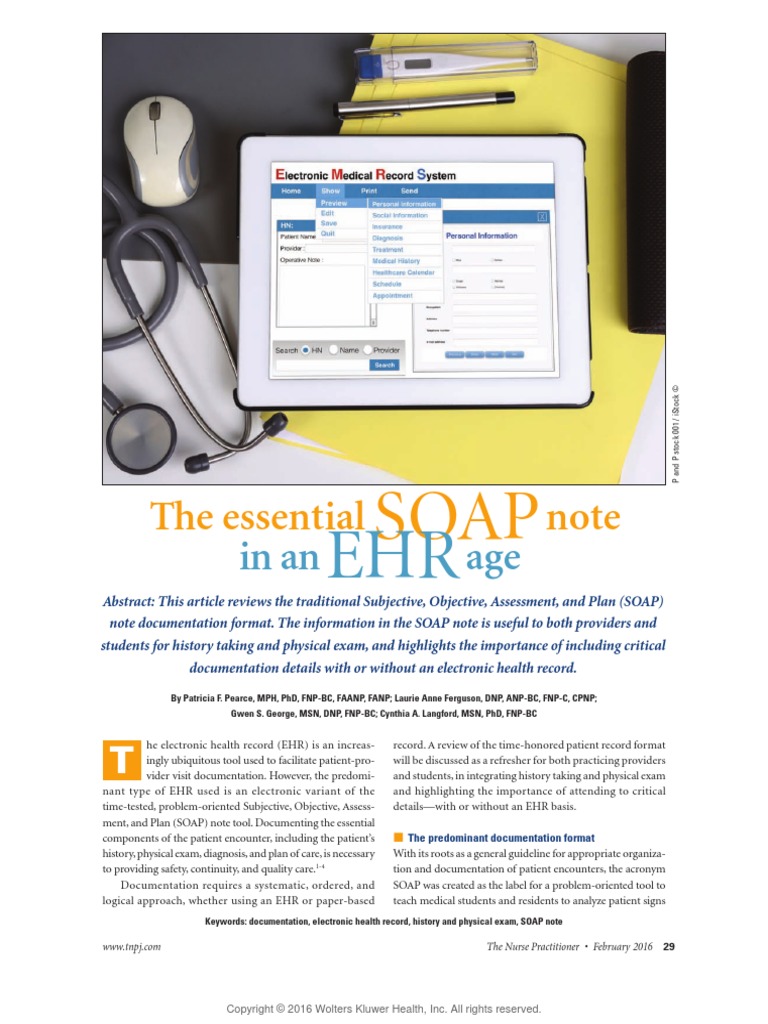 Essential Soap Pearce2016 | Electronic Health Record | Medical Diagnosis