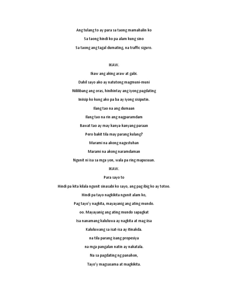 Ikaw-Free Form Poem | PDF
