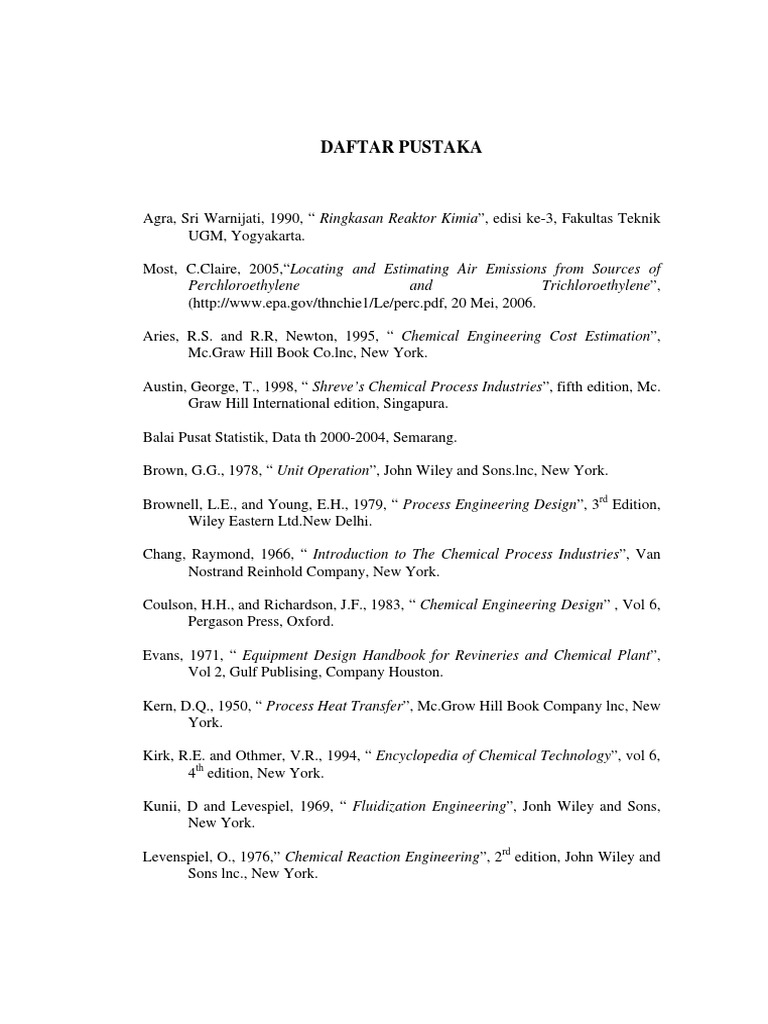 Daftar Pustaka: Perchloroethylene and Trichloroethylene" | PDF | Business Process | Chemical ...