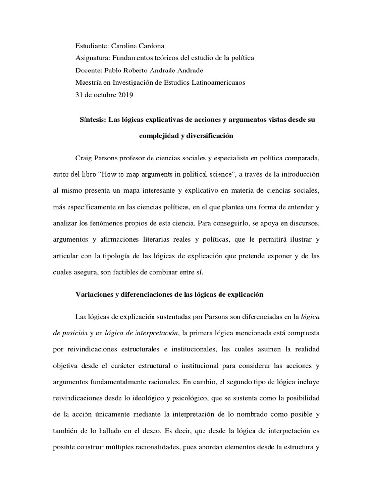 Craig Parsons SIntesis Introducción How To Map Arguments | PDF ...