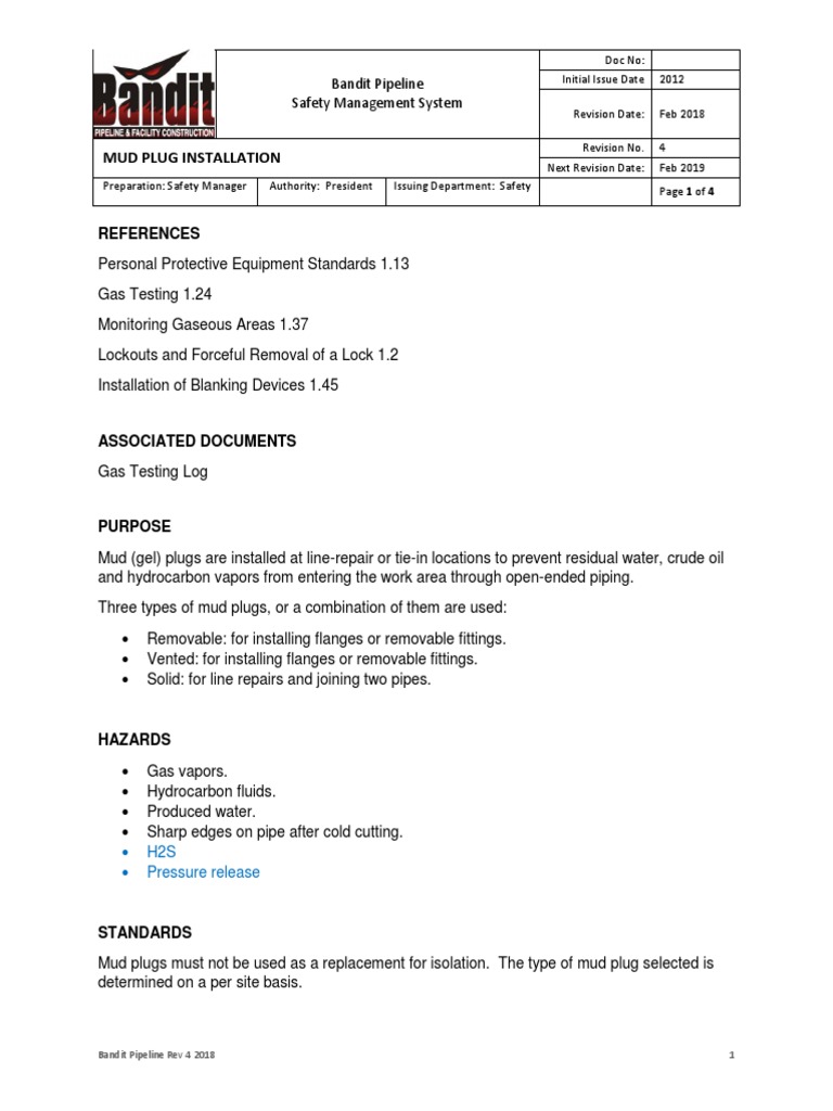 Mud Plug Installation | PDF | Pipeline Transport | Pipe (Fluid Conveyance)