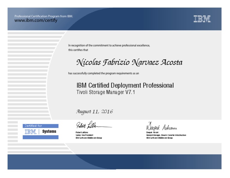 IBM Certified Deployment Professional | PDF