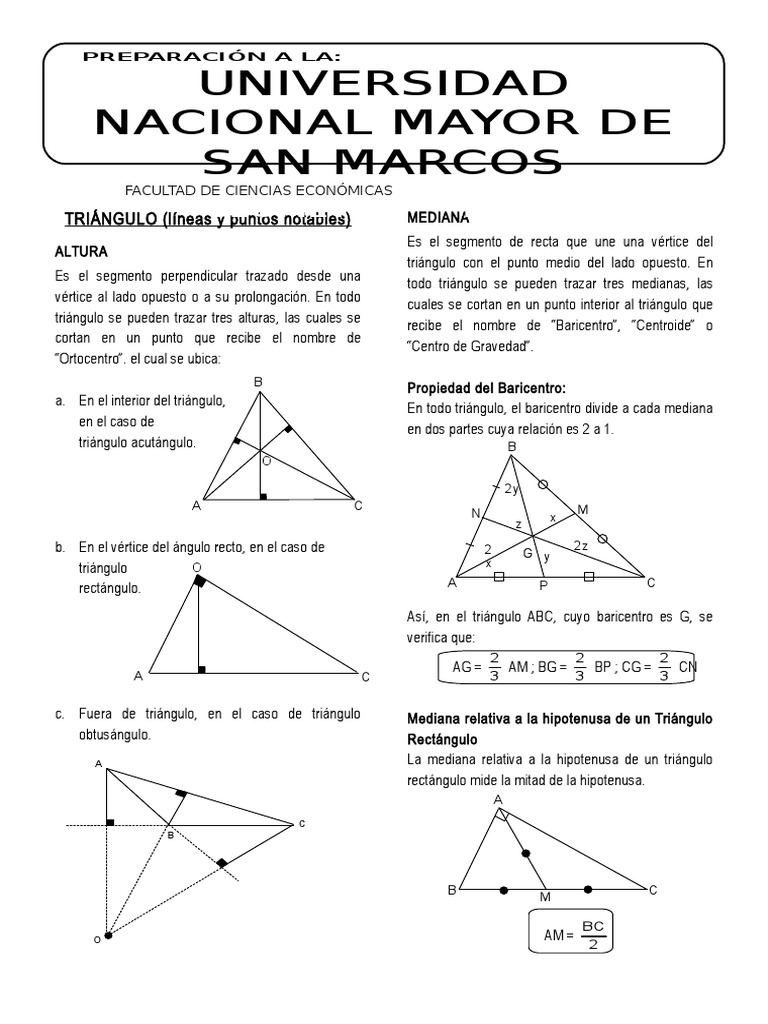 Geometría 02 TRIÁNGULO (Lineas y Puntos Notables) | PDF | Triángulo | Geometría del plano euclidiano