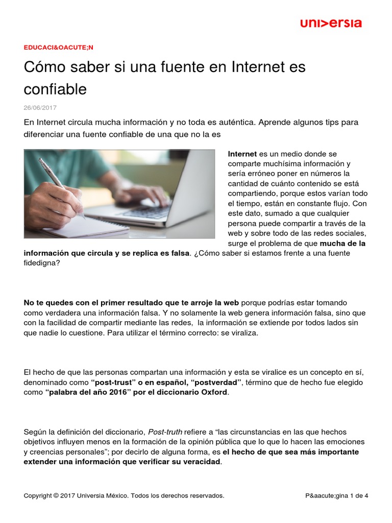 Como Saber Si Una Fuente en Internet Es Confiable | PDF | Wikipedia ...